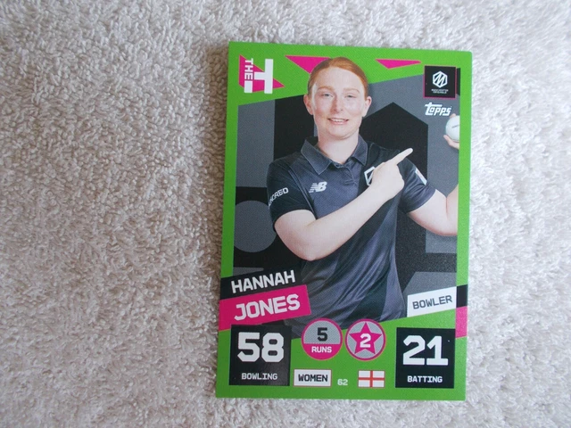 CRICKET ATTAX THE Hundred 2022 "HANNAH JONES" #62 Manchester Originals ...