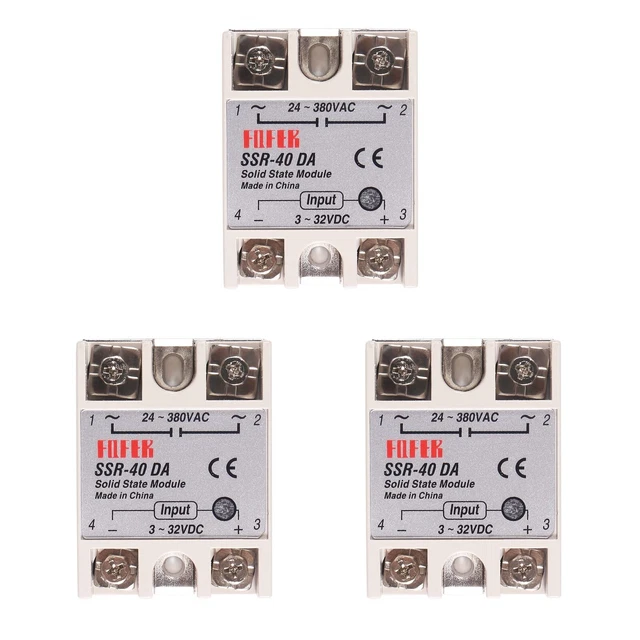 3PCS SOLID STATE Relay SSR-40DA Single Phase Solid State Relay Module ...