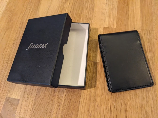 FILOFAX JOTTER NOTEPAD holder, Black smooth leather, in box $15.00 ...