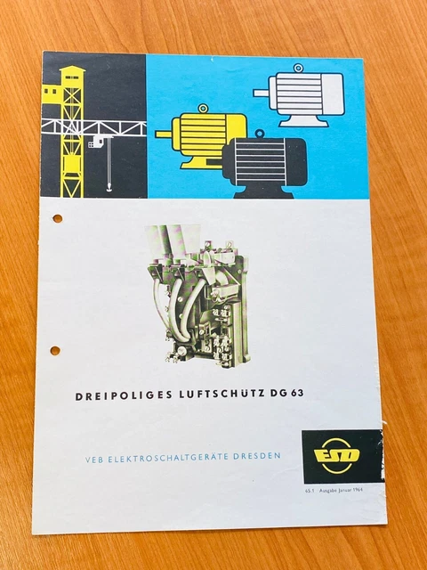 DDR MESSE PROSPEKT Luftschütz DG 63, VEB Elektroschaltgeräte Dresden ...