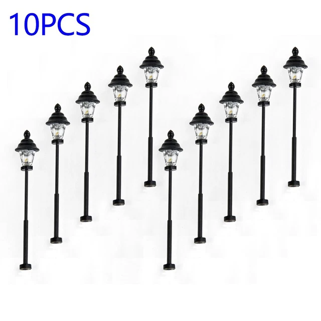 10PCS MODEL RAILWAY Train LED Lamp Light Post Street Lights Set N Scale ...