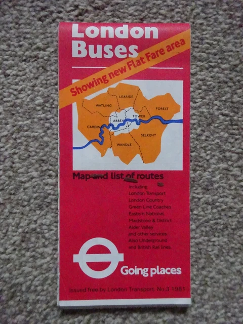 LONDON BUSES - folding map and list of routes No. 3 1981 £4.36 ...