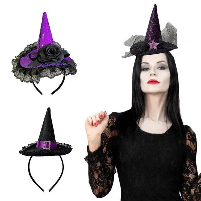 HALLOWEEN ROSE SPECTER Sequins Witch Hat Hairbands Mini Top Hat ...