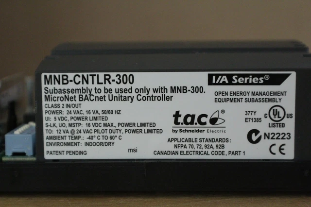 SCHNEIDER ELECTRIC T.A.C. MNB-CNTLR-300 BACnet Unitary Controller MNB ...