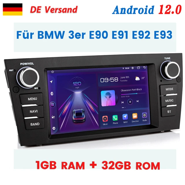 7& PER BMW SERIE 3 E90 E91 E92 E93 Android12 autoradio stereo GPS navigatore satellitare DAB ...