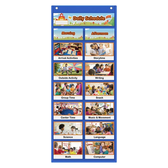 DAILY SCHEDULE POCKET Chart, Visual Schedule for Kids with 23 Activity ...