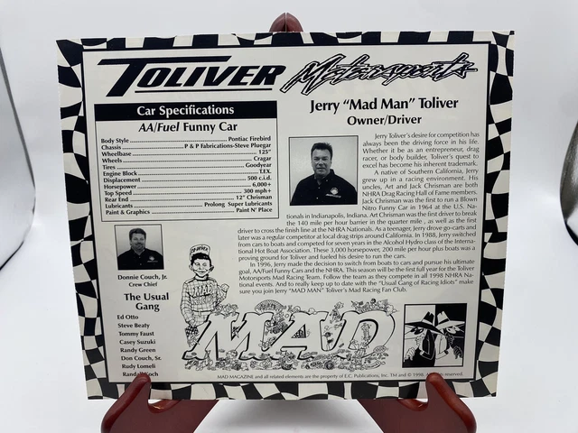 PHOTO DÉDICACÉE NHRA Jerry Toliver 2008 Joliet 8x10 EUR 11,08 - PicClick FR
