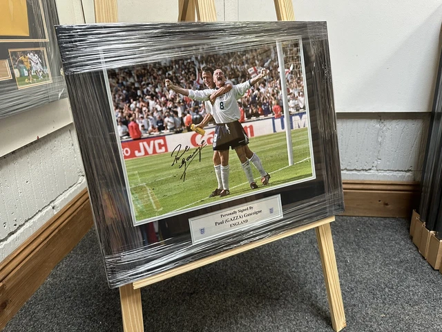 PAUL GASCOIGNE GAZZA Euro 96 England Goal Game Signed Photo 20x16 ...