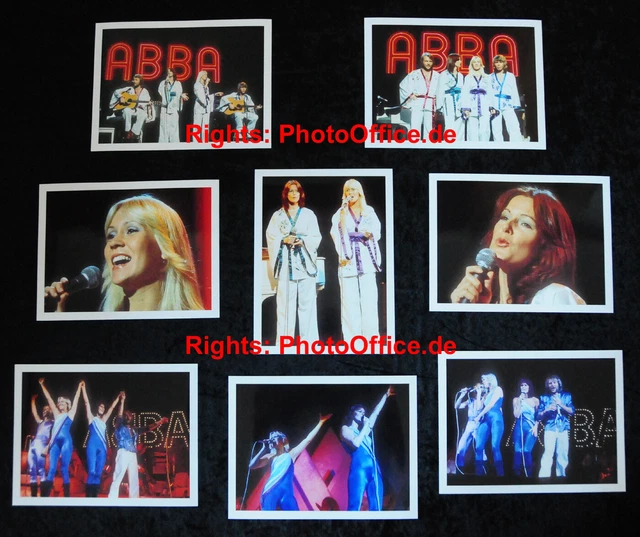 ABBA FOTO SET, 8 rare Fotos von den orig. Dias 'In Concert 1976 plus ...