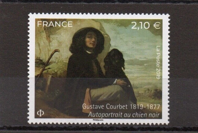 TIMBRE / STAMP GUSTAVE COURBET - AUTOPORTRAIT AU CHIEN NOIR NEUF ** MNH EUR 3,20 - PicClick FR