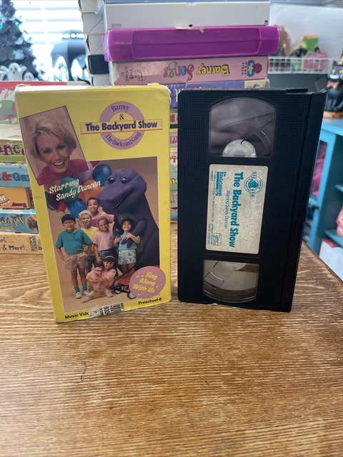 BARNEY THE BACKYARD SHOW VHS SING ALONG~SANDY DUNCAN Black Blue Label ...