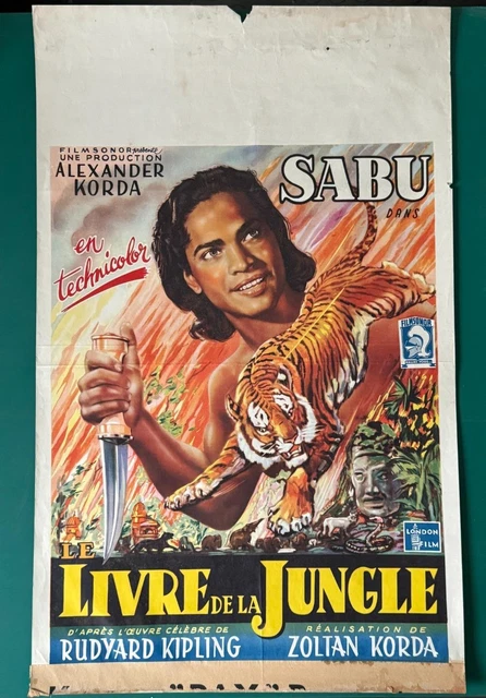 THE JUNGLE BOOK 1942 Original Belgian Film Poster SABU, Joseph Calleiia ...