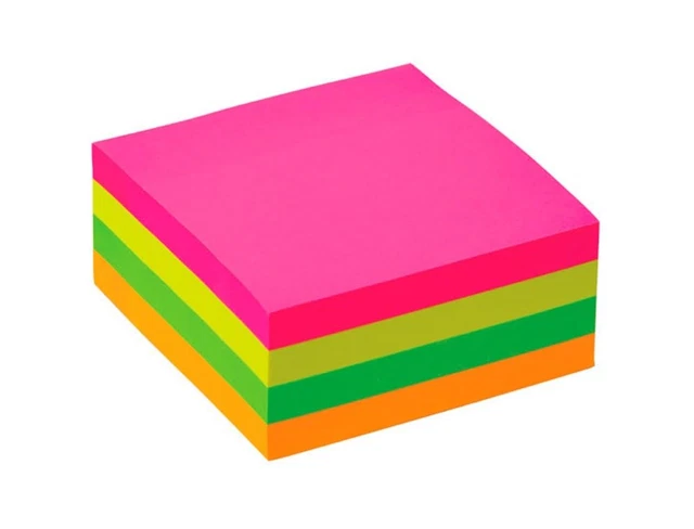 Q-CONNECT 76X76MM FSC Fluorescent Removable Sticky Note Pad with 400 ...