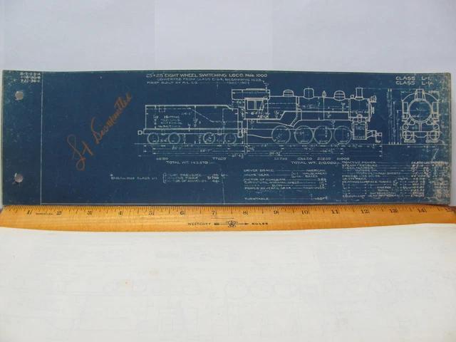BALTIMORE & OHIO Railroad Orig Blueprint Data Diagram Class L-1 ...