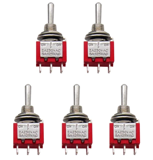 MOMENTARY (ON)OFF(ON) TOGGLE Switches 6-Pin DPDT-5 Pack,Point Motor ...