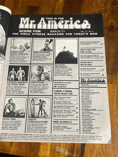 MR AMERICA BODYBUILDING muscle magazine ARNOLD SCHWARZENEGGER 3-71 £43. ...