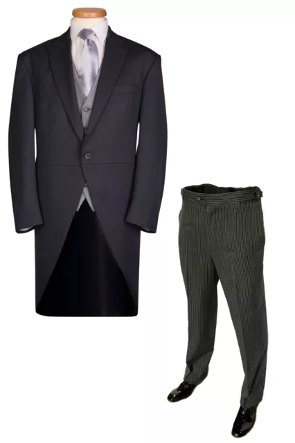GRIS MARIAGE QUEUE de Pie Costume 2 Pièce Ascot Matinée Vêtement Veste ...