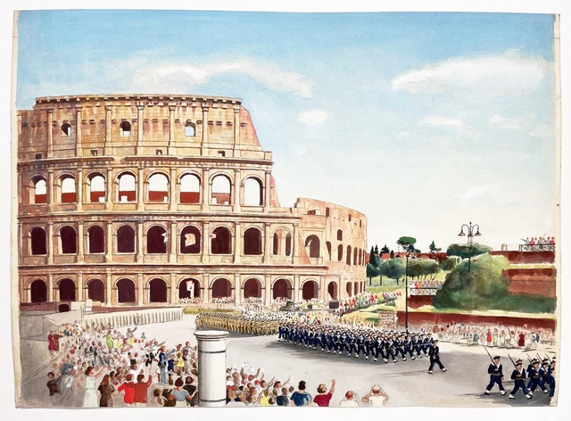 ROMA COLOSSEO COLOSSEO Roma Disegno acquerello C. Cerny 1950 EUR 158,99 ...
