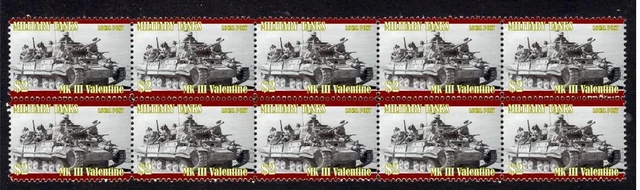 MILITARY TANKS STRIP OF 10 MINT VIGNETTE STAMPS, VALENTINE MkIII $9.04 ...