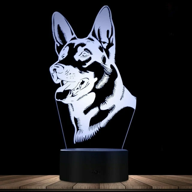 DECORATIVE 3D GERMAN Shepherd Dog Night Light 7 LED Desk Lamp Touch ...