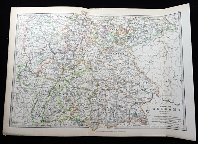 THE GERMAN EMPIRE Antique Map of Germany Wurttemberg Bavaria AK ...