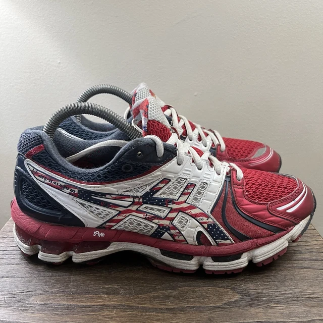 CHAUSSURES DE COURSE femmes Asics Gel Kayano 18 USA rouge blanc bleu ...