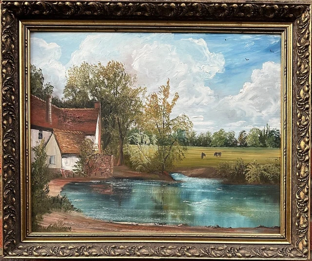 RAYMOND PRICE (20TH century) : "A Cottage by a Lake", signed oil on ...
