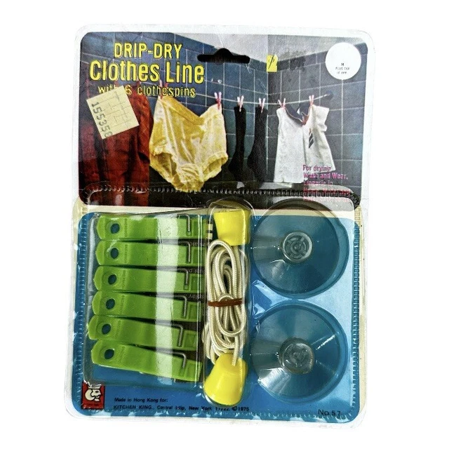 VINTAGE KITCHEN KING Drip Dry Clothes Line 1975 New In The Packet Retro ...