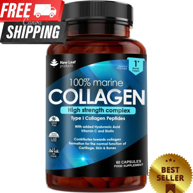 HYDROLISED MARINE COLLAGEN Tablets 1500mg Type 1 Pure Max Strength Skin ...