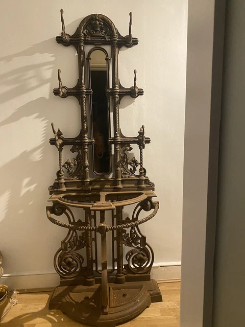 RARE ANTIQUE HIGHLY ornate cast iron hall stand made by Coalbrookdale £ ...