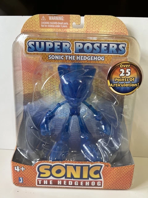JAZWARES SONIC THE Hedgehog Clear Blue Super Poser Action Figure SEGA £ ...