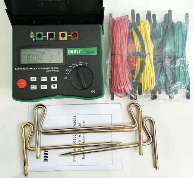 PROBADOR DIGITAL DE resistencia al suelo Portablev de 4 terminales probador de resistividad del ...