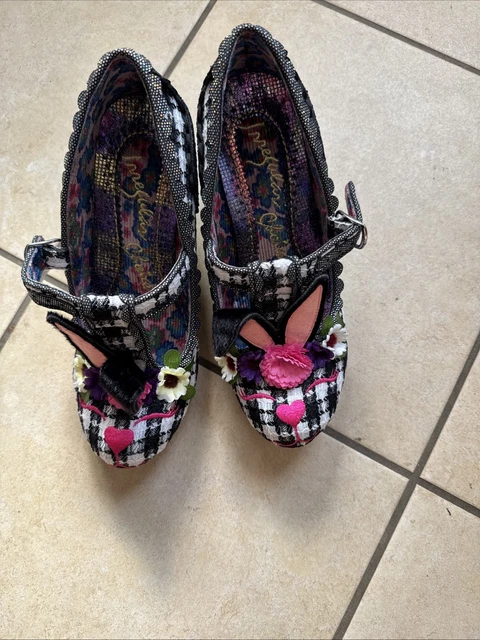 IRREGULAR CHOICE BUNNY Bounce Black White Decorated Shoes New Size 6/39 ...