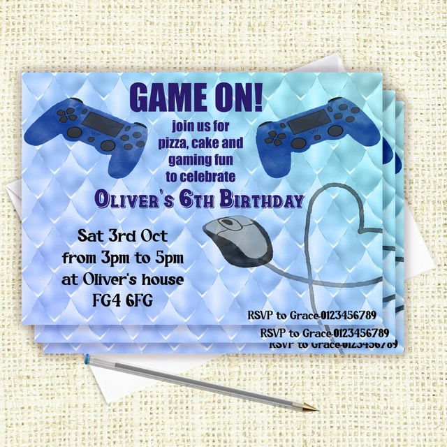 PERSONALISED GAMER BIRTHDAY Party Invitations/ Invites Pack 8,16,32 ...