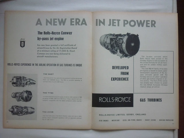 1959 PUB ROLLS-ROYCE Conway By-Pass Jet Engines Gas Turbine Dart Avon ...