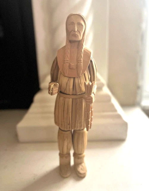FALL ART NATIVE American Man 14 In Hand Carved Corn Husk Doll Figure ...