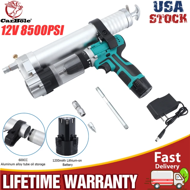12V LI-LON CORDLESS Grease Gun Kit 8500PSI Heavy Duty 1200mA ...