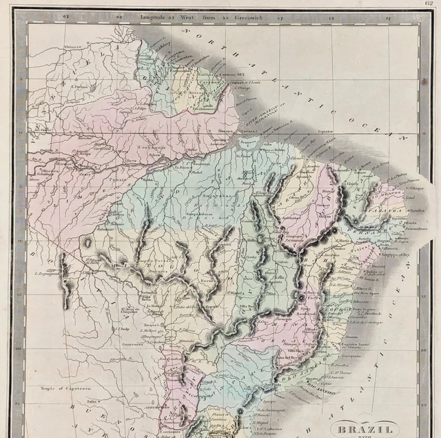 1848 BRAZIL - GUIANA - PARAGUAY Map ORIGINAL (12X10) AMAZON RIVER £28. ...