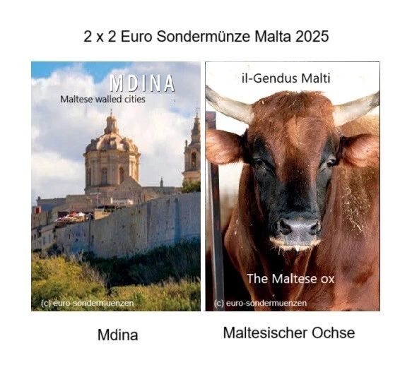 2 EURO COMMEMORATIVE Coin Malta 2025 COINCARD Walled Cities Mdina ...