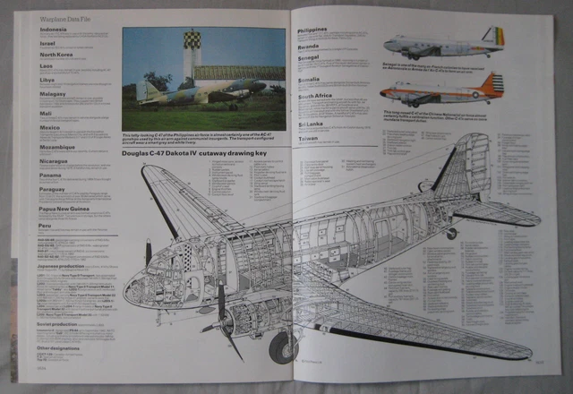 WARPLANE MAGAZINE ISSUE 82 Douglas DC-3/C-47 'Dakota' cutaway drawing ...