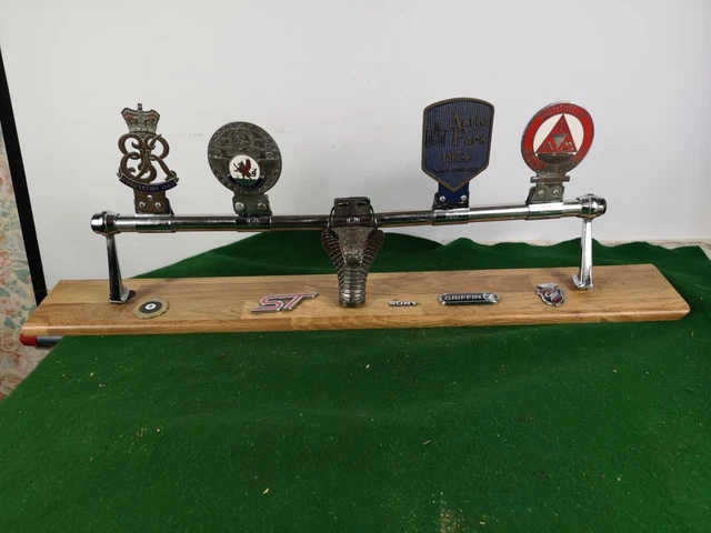 VINTAGE DESMO CAR Badge Bar With Four Badges Plus Cobra Mascot £150.00 ...