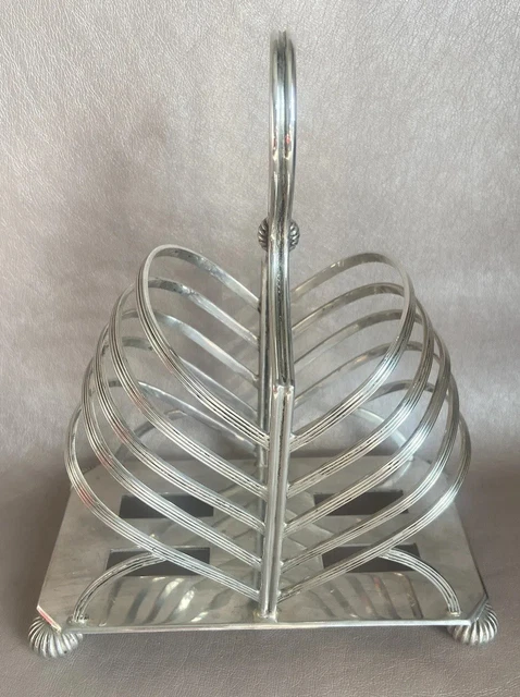 ROBERTS & BELK Silver Plate 8 Slice Toast Rack Rare Design Art Deco ...