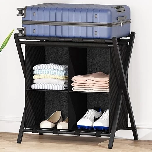 LUGGAGE RACK WITH storage Guest Room Folding Suitcase Stands Holds up ...