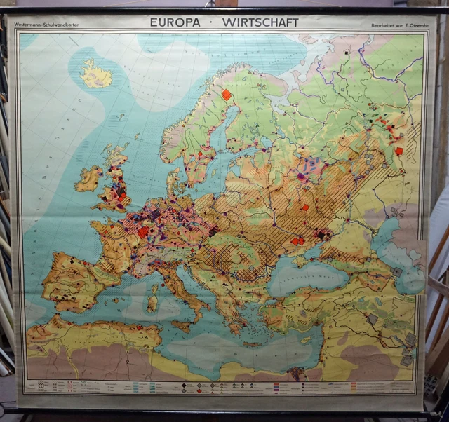 MURAL MAP POSTER European Economy Rollable Wall Chart £172.14 - PicClick UK