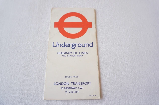 1972 NO. 2 London Transport Underground Map Diagram of Lines Tube Ref ...
