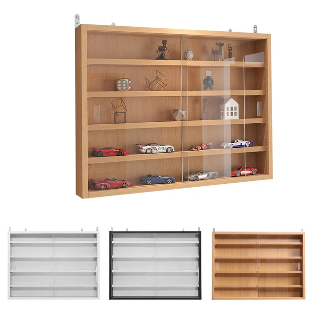 WALL MOUNTED DISPLAY Cabinet 4 Shelf Models Collections Storage Box ...