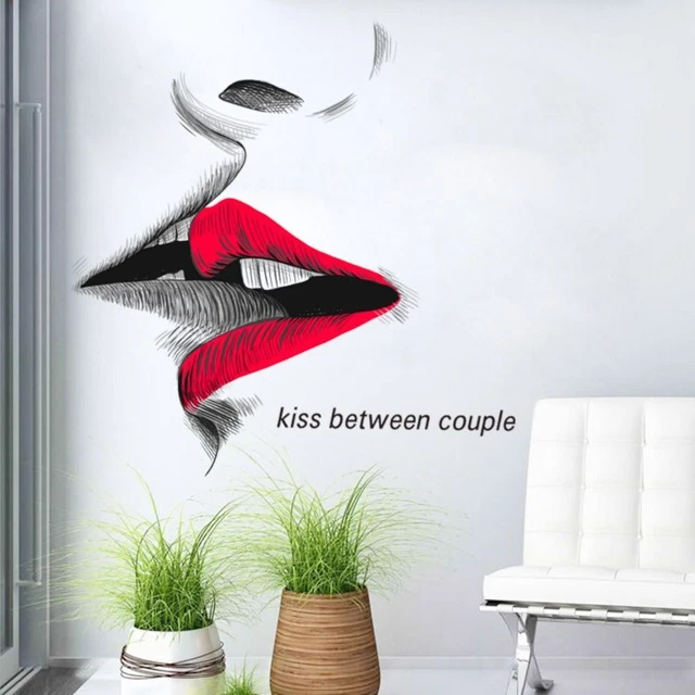 PVC KISS YOU Removable Wall Stickers Sexy Red Lips Kiss Wall Decals ...
