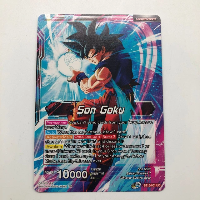 SON GOKU DRAGON BT16-001 Son Goku Supreme warrior Ball Card 04AU5 EUR 10,88 - PicClick FR