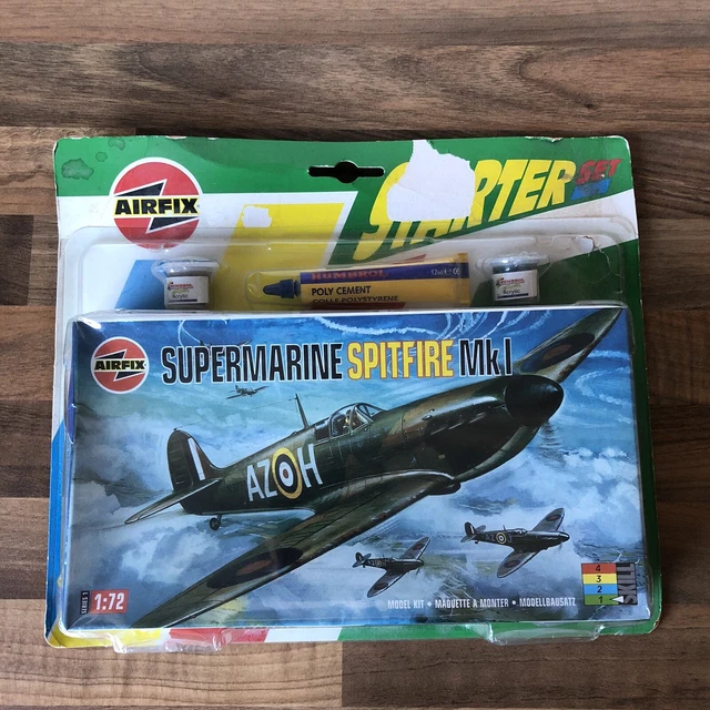 VINTAGE AIRFIX SUPERMARINE Spitfire MK 1 Starter Set-Series 1:72 Scale *Box Wear £19.99 ...