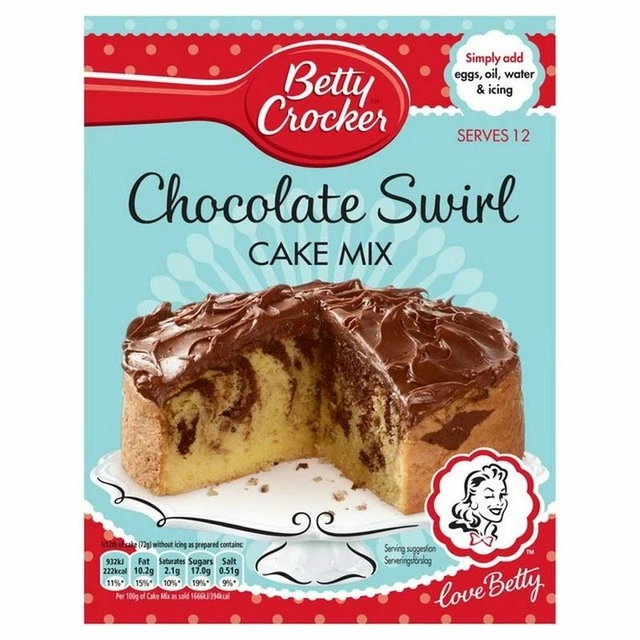2X BETTY CROCKER Chocolate Swirl Cake Mix 425g £12.49 - PicClick UK